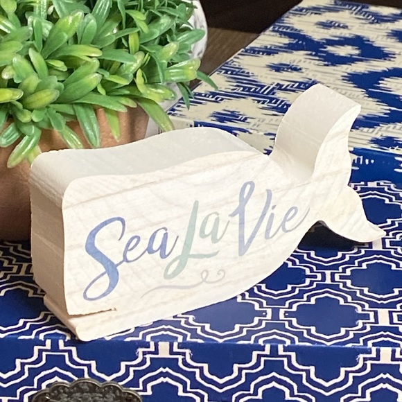 Accents | New Coastal Nautical Cottage Whitewashed Wood Whale Sign ...